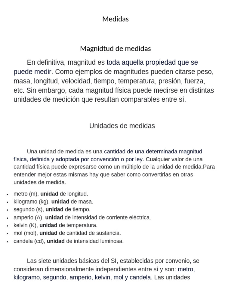 Magnitudes y Unidades de Medida | PDF | Medición | Sistema ...