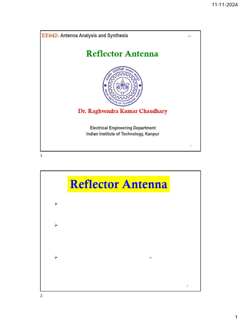 Reflector Antenna Analysis and Design | PDF | Antenna (Radio) | Mirror