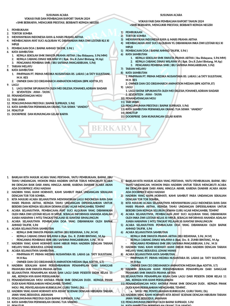 Rundown Acara Di MC | PDF