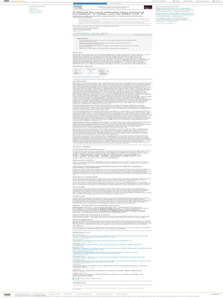 A Theory For Viral Rebound After Antiviral Treatment - A Study Case For ...