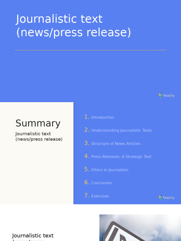 Understanding Journalistic Texts | PDF | Journalism | News