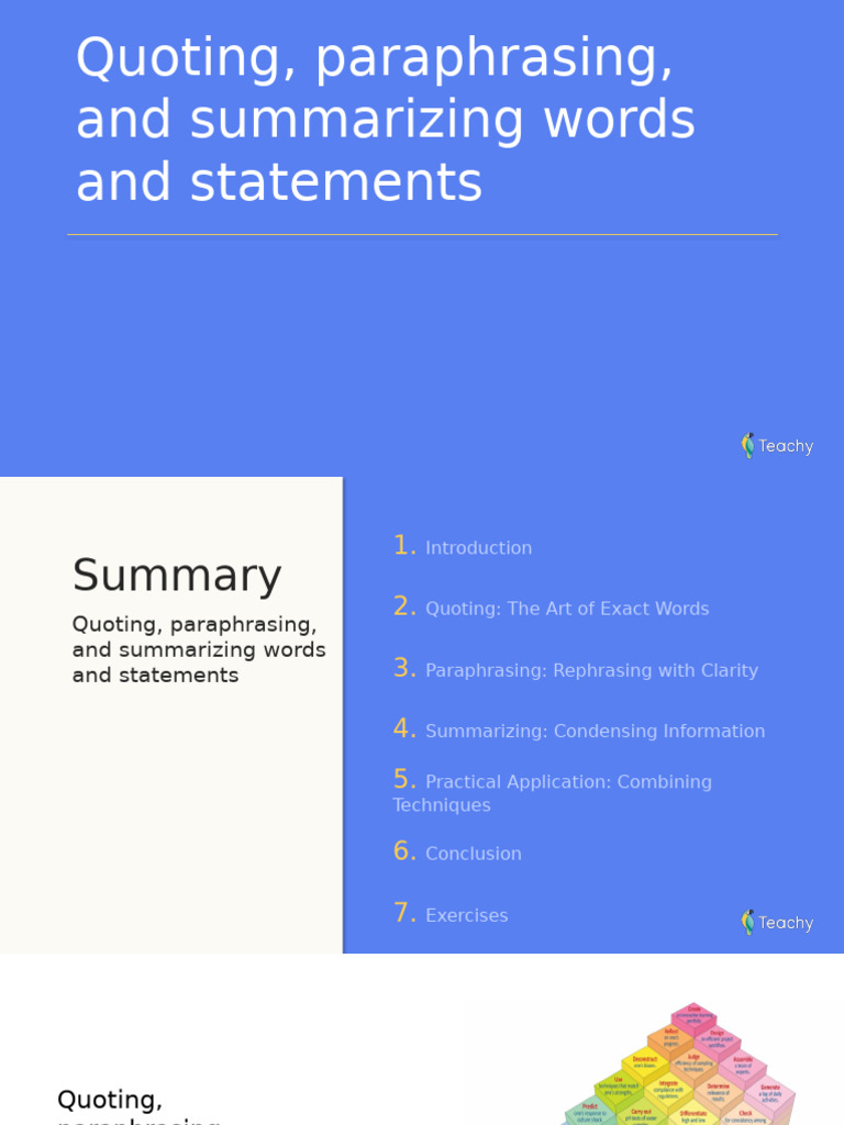 Slide_Quoting__paraphrasing__and_summarizing_words_and_statements | PDF ...