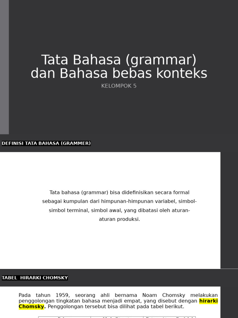 Tata Bahasa dan Hirarki Chomsky | PDF