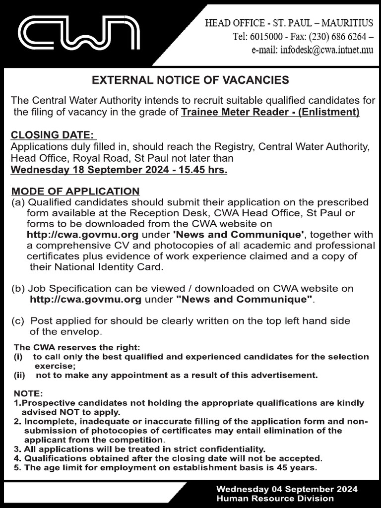 Advert Trainee Meter Reader | PDF