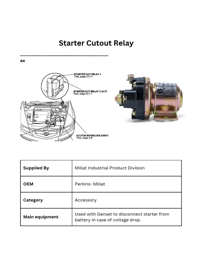 Starter Cutout Relay | PDF