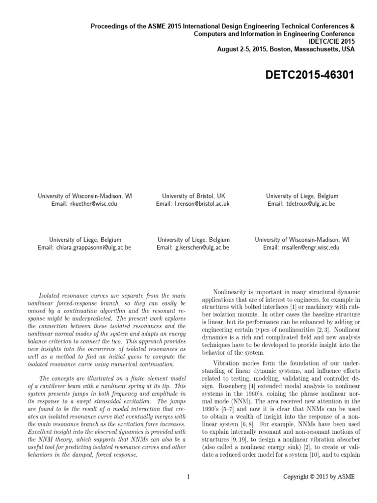 Kuether 2015 | PDF | Resonance | Oscillation
