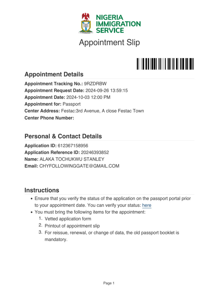 Vetted Application for Nigerian Passport | PDF