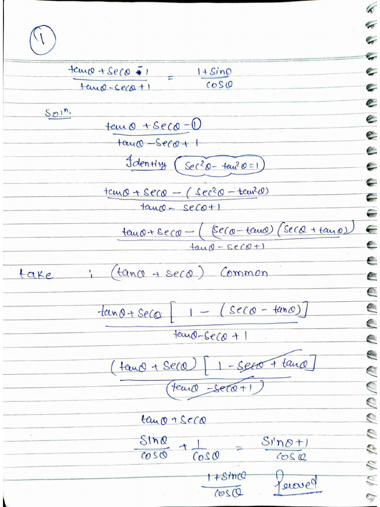 Trigonometry Worksheet SNS | PDF