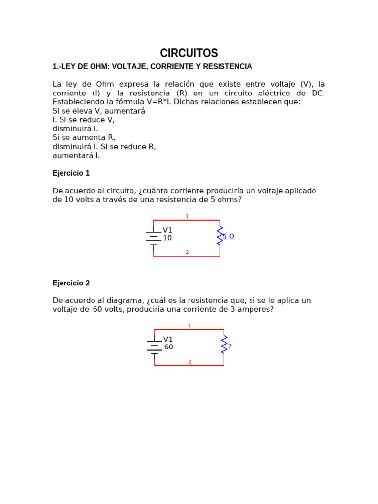 Circuitos Serie y Paralelo Ejercicios | PDF | Resistencia Eléctrica y Conductancia | Corriente ...