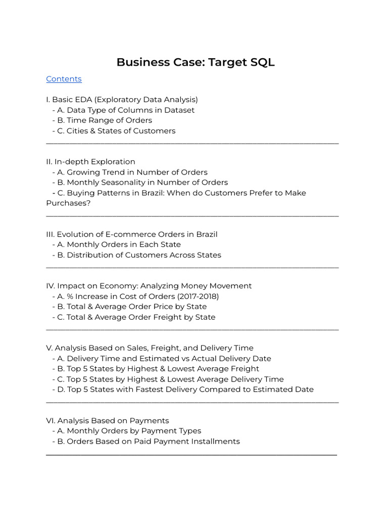 Business Case - Target SQL | PDF | Data Analysis | Computing