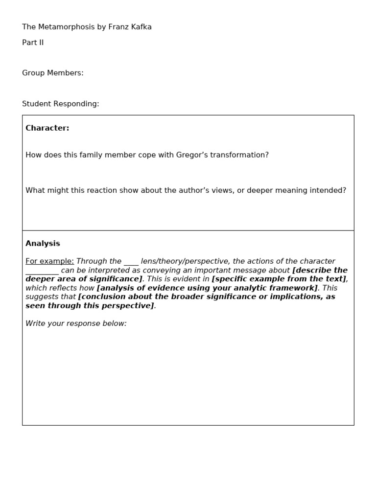 Kafka's Metamorphosis Analysis Guide | PDF