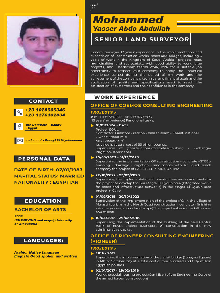 Mohamed Yasser ... Senior Surveyor 2025 | PDF | Engineering