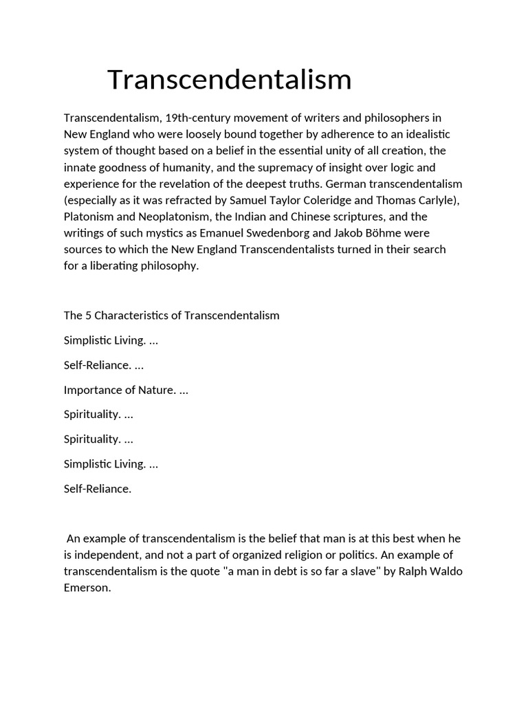 Transcendentalism | PDF