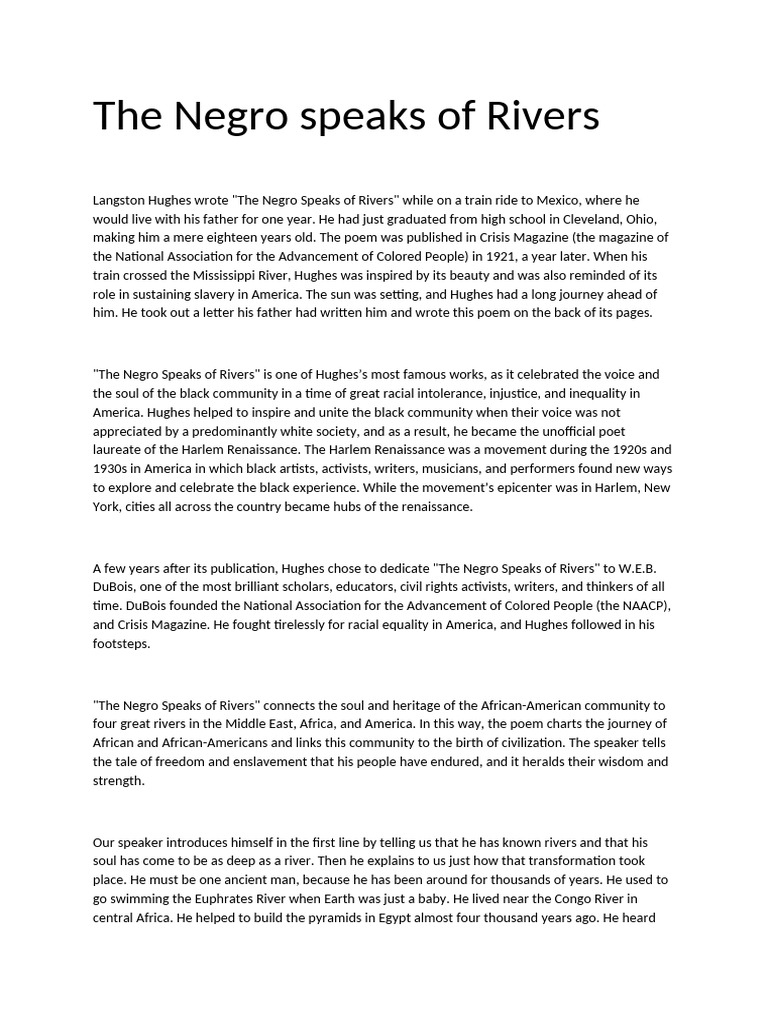 The Negro Speaks of Rivers | PDF