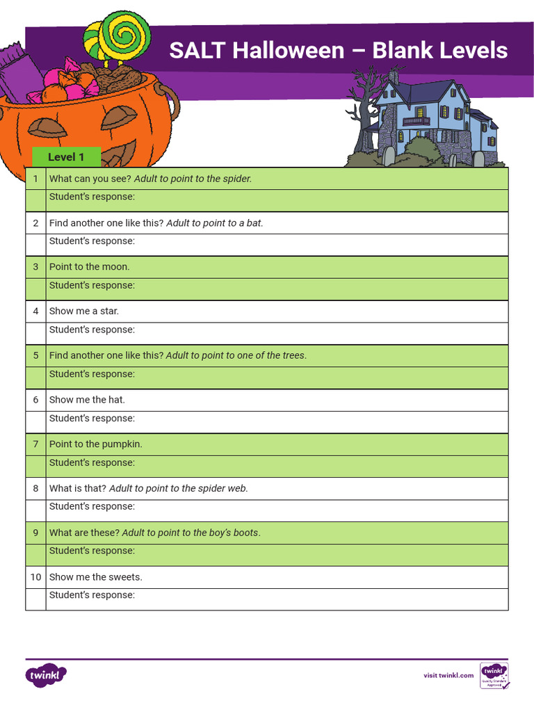 SALT Halloween Blank Levels | PDF | Trick Or Treating