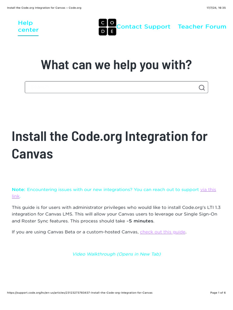 Install Integration For Canvas | PDF | Computing | Software