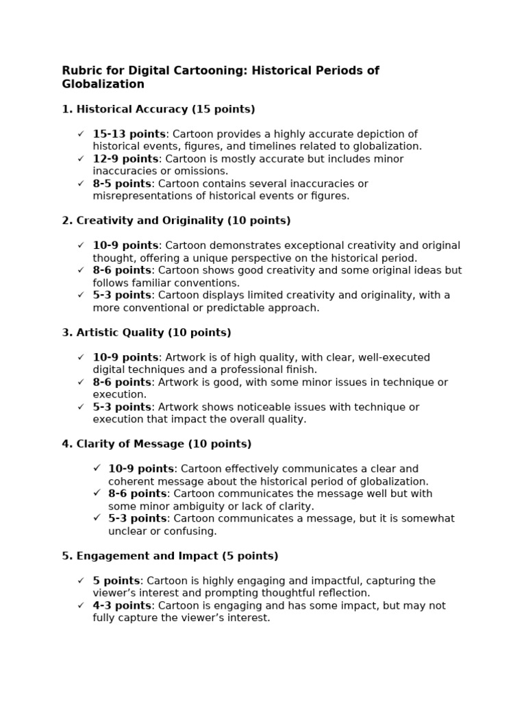 Digital Cartooning Rubric for Globalization | PDF