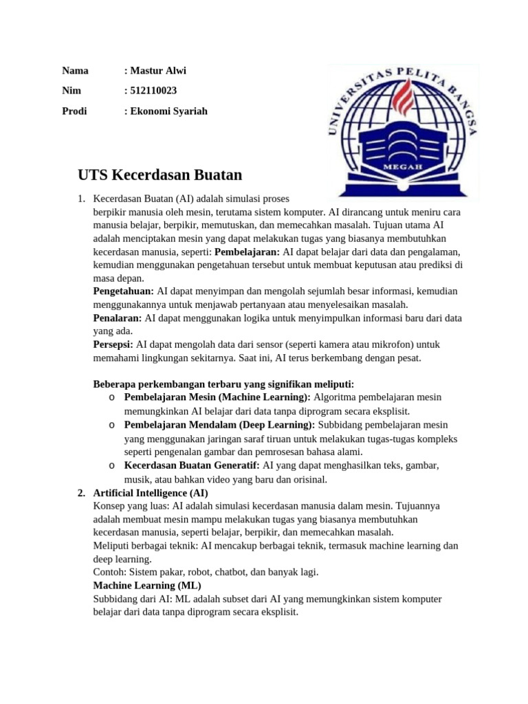 UTS Kecerdasan Buatan | PDF