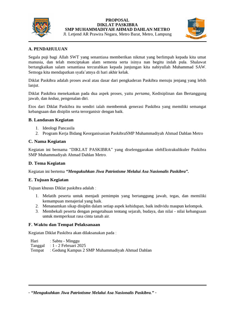 Proposal Diklat Paskib 2025 Final 2 | PDF