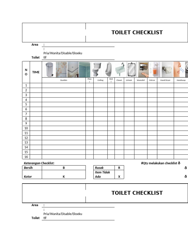 Toilet Checklist | PDF