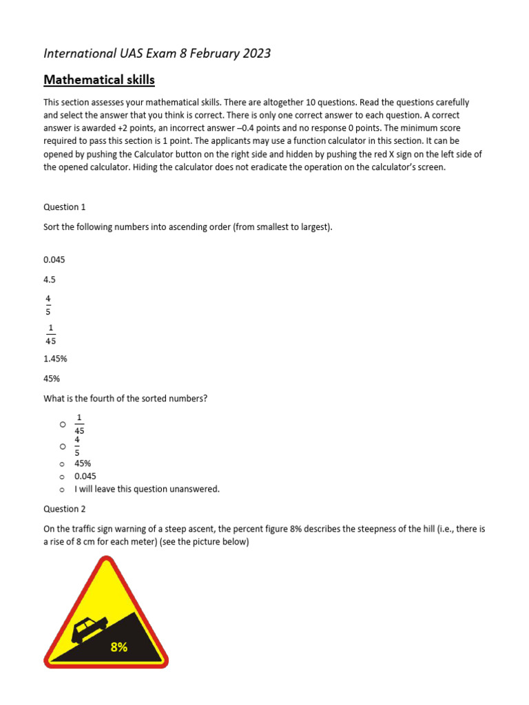 International UAS Exam 8 February 2023 - General Maths | PDF | Volume ...