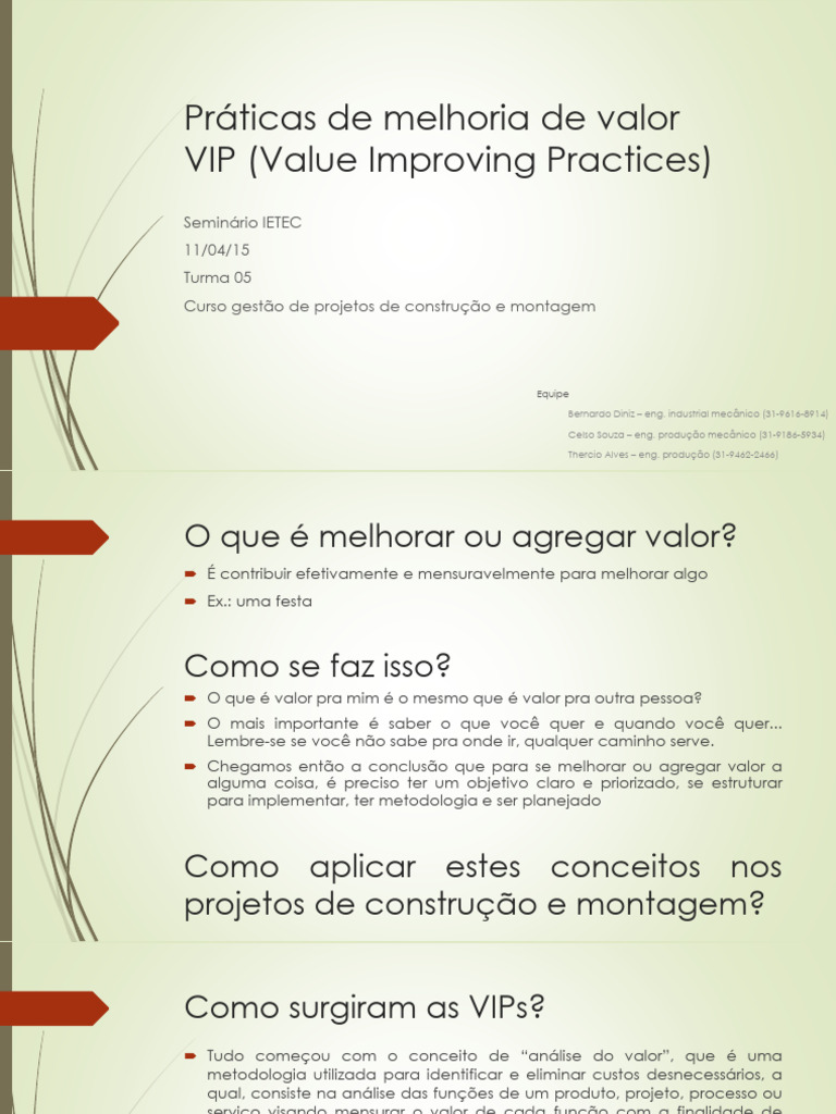 Praticas de Valor VIP IPA | PDF | Despesa | Engenharia