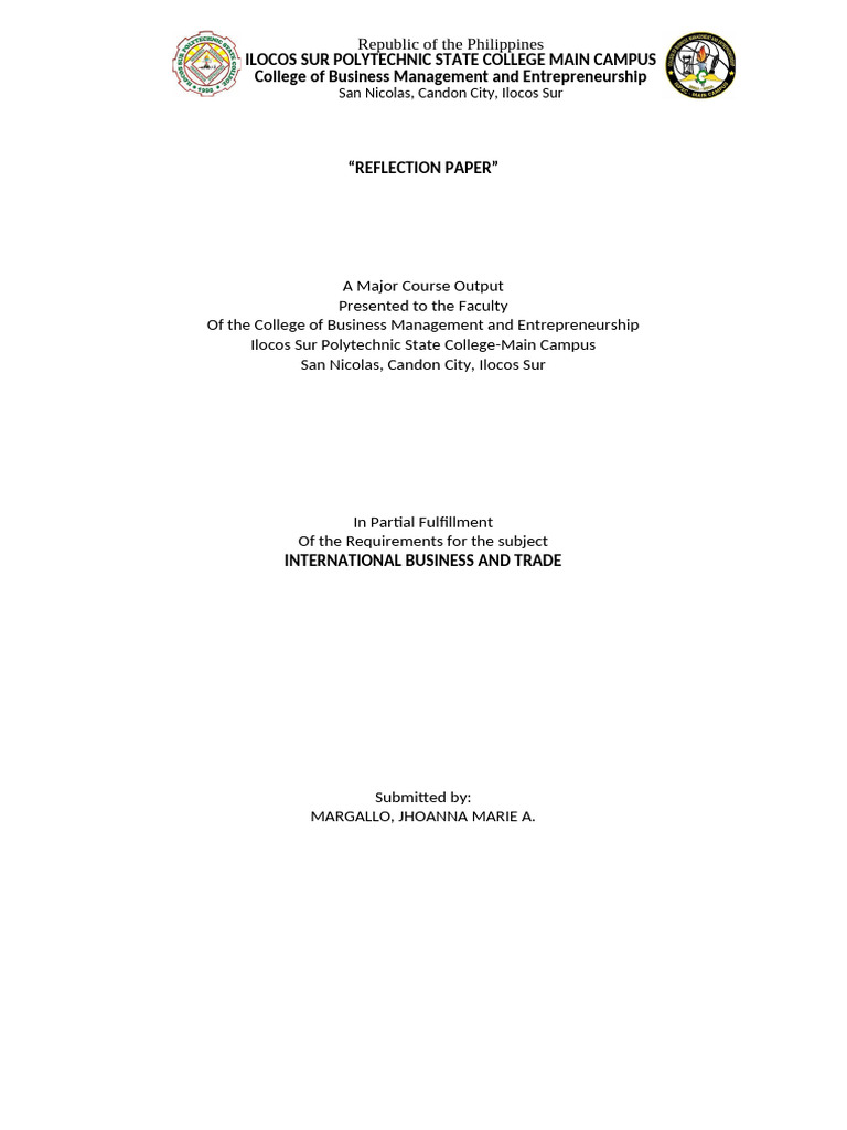 Copy of Reflection Paper | PDF | Customs | Economic Integration