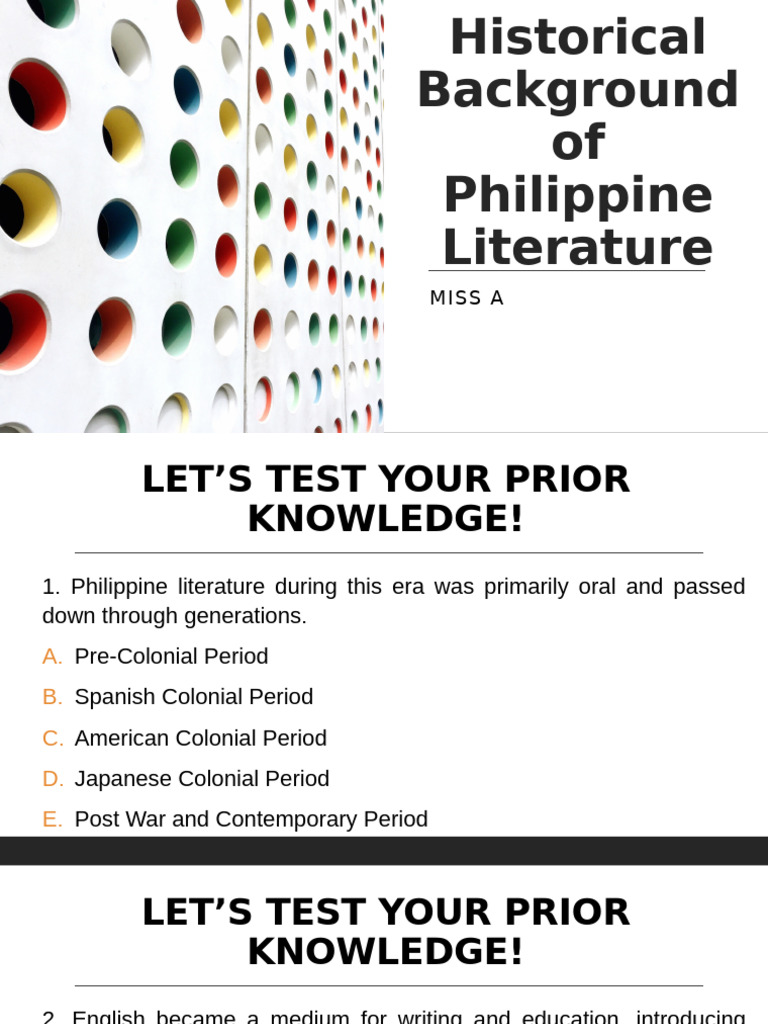 Historical Background of Philippine Literature | PDF | Writing