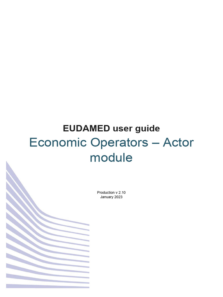 EUDAMED Actor Module User Guide | PDF | Login | Computing