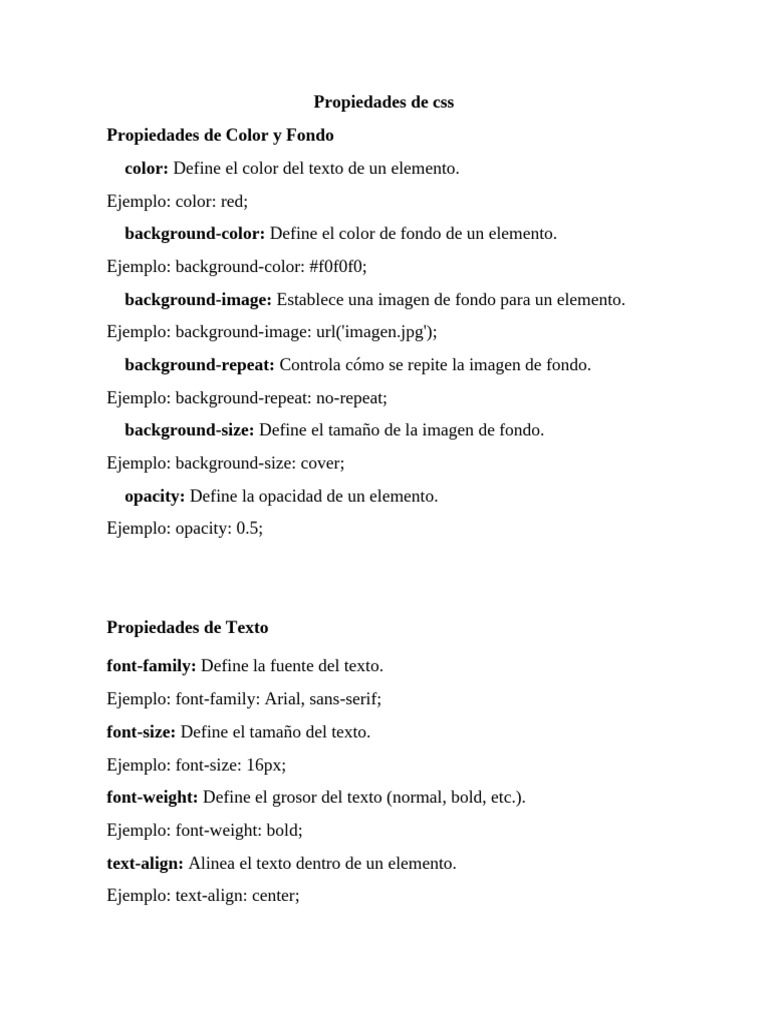 Propiedades y Valores de Css | PDF | Color | Modelo de color Rgb