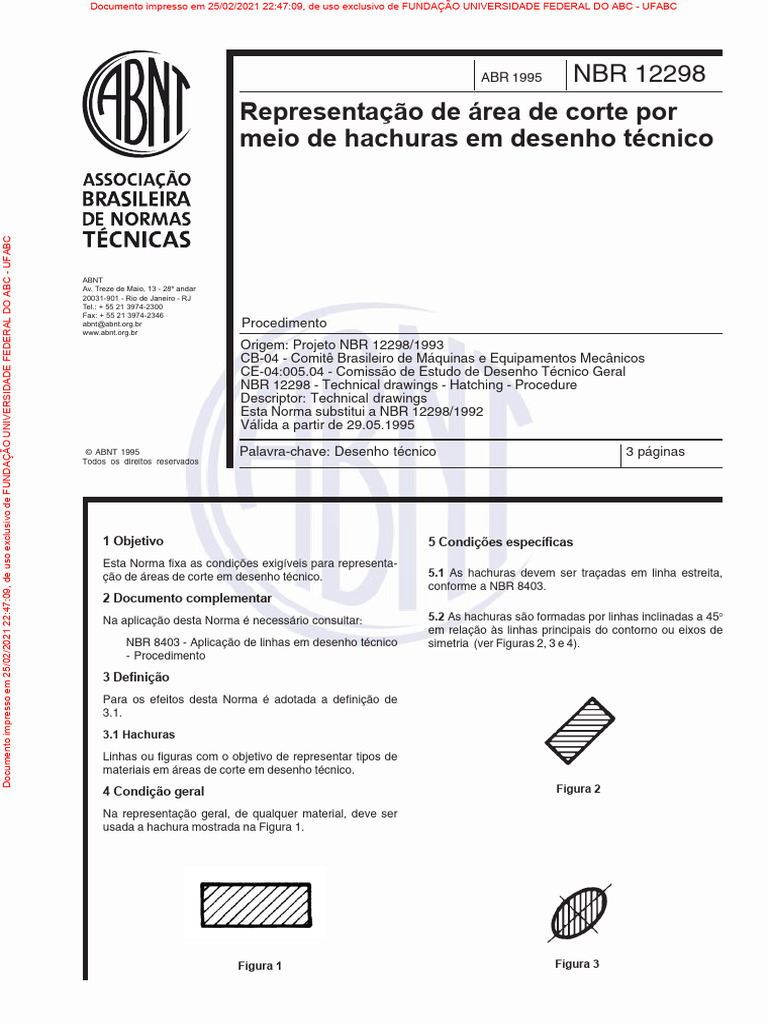 Hachuras em Desenho Técnico NBR 12298 | PDF