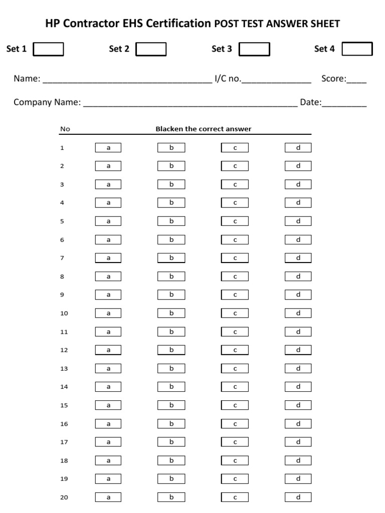 HP CEC Answer Sheet Rev Aug 2021 | PDF