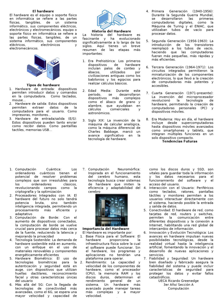 Tipos y Evolución del Hardware Informático | PDF | Hardware de la ...