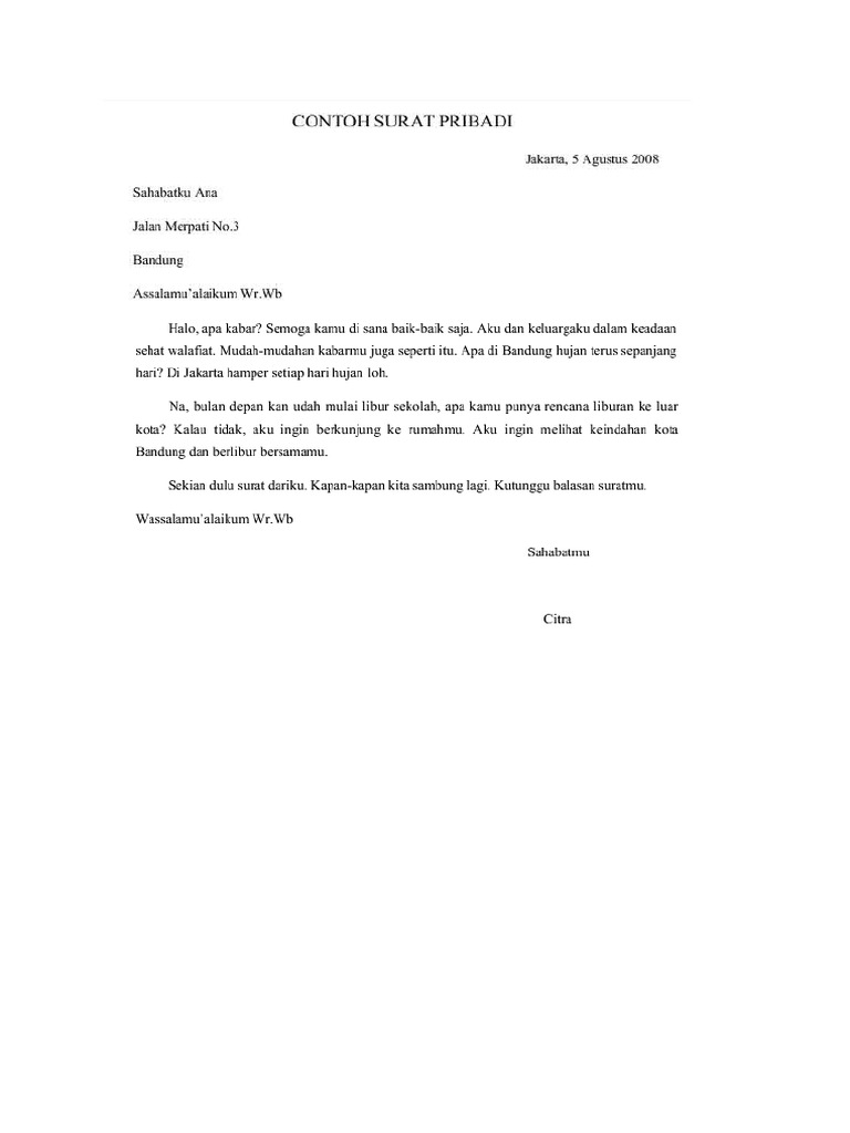 CONTOH sURAT | PDF