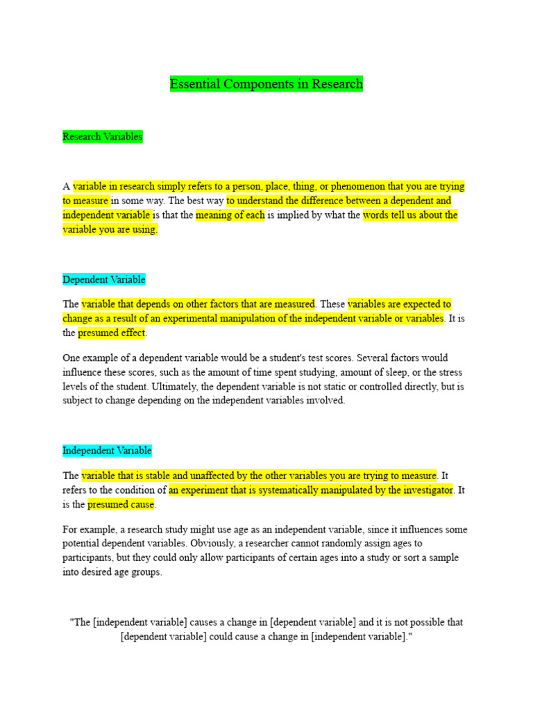 Key Research Components Explained | PDF | Theory | Experiment
