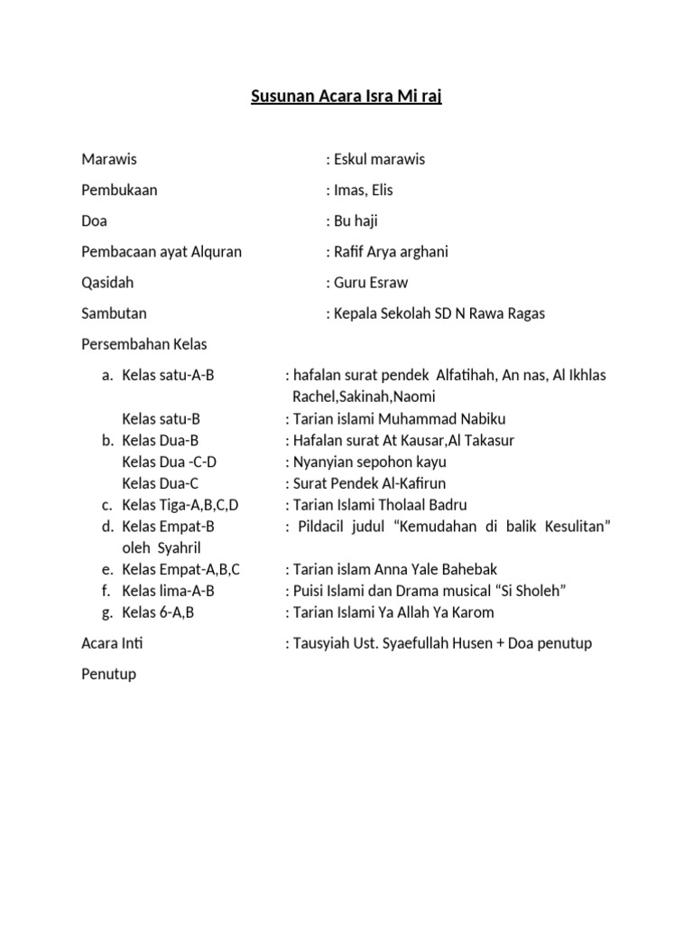 Susunan Acara Isra Mi raj | PDF