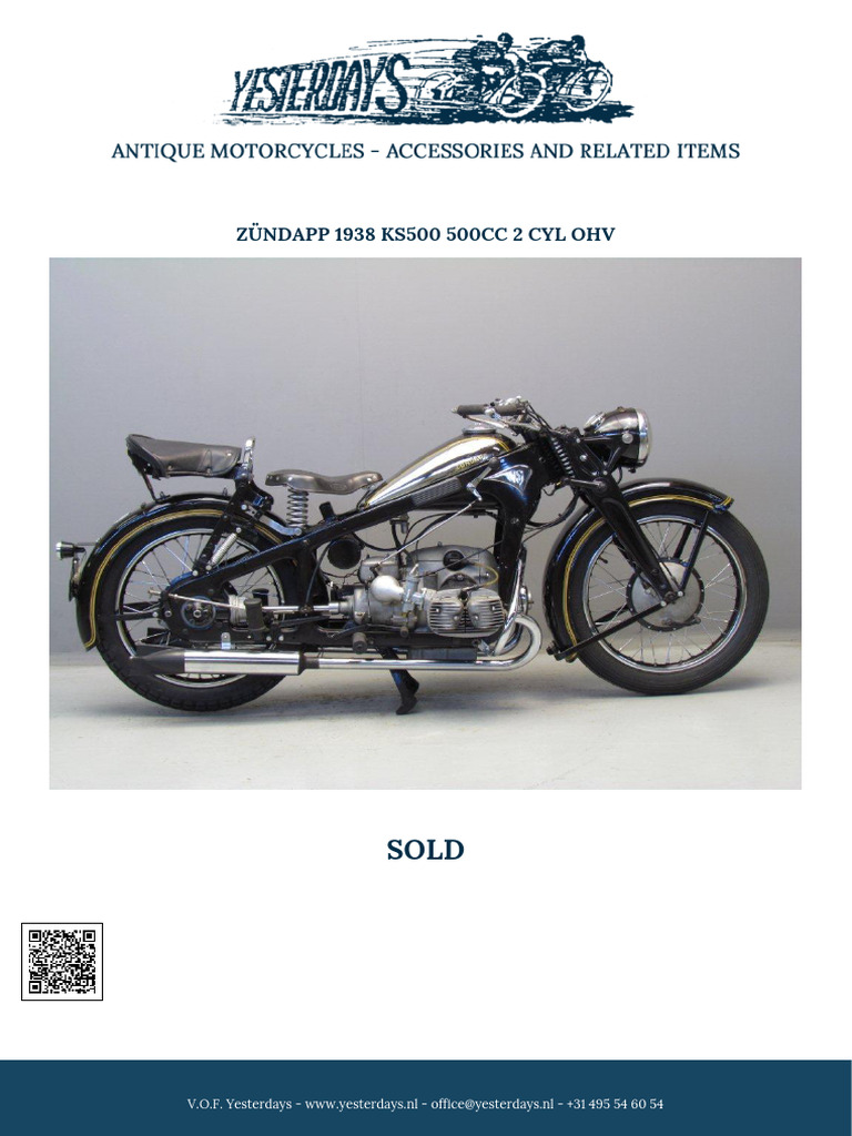 1938 Zündapp KS500 Motorcycle for Sale | PDF