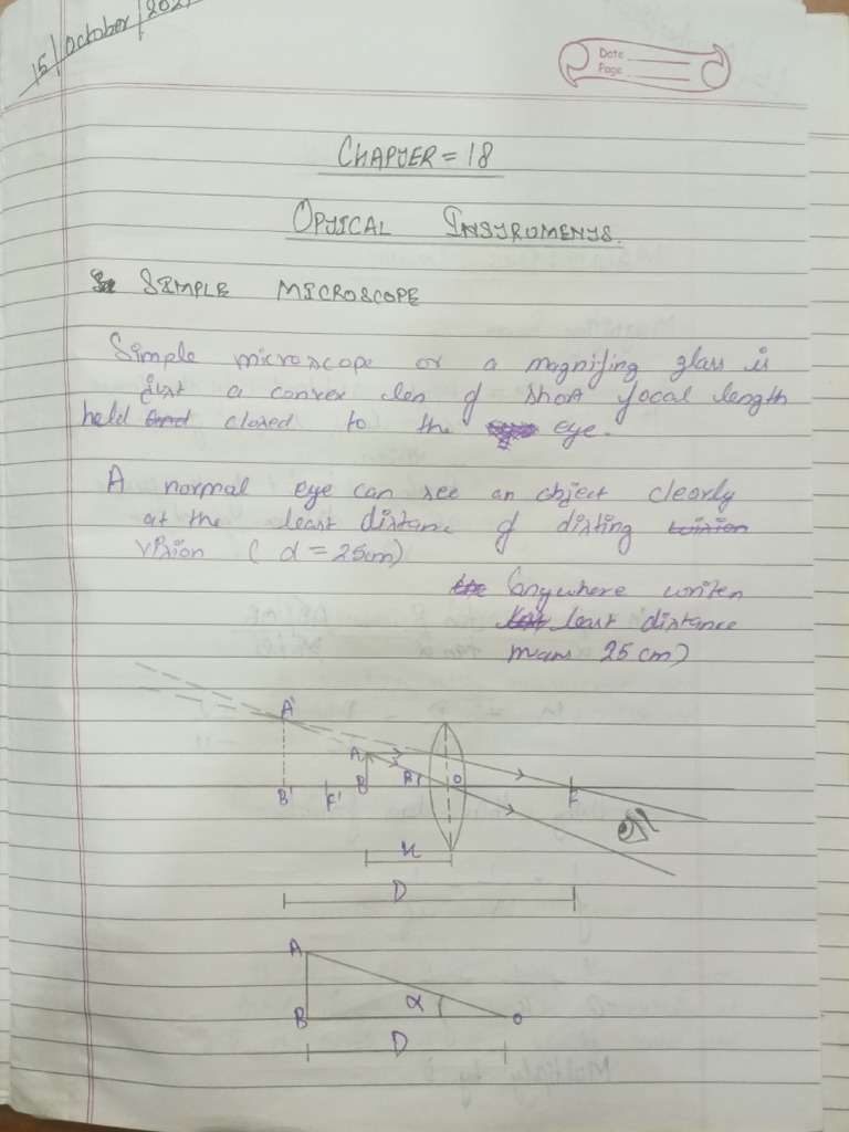 ISC Physics Chapter Optical Instruments Important Notes | PDF