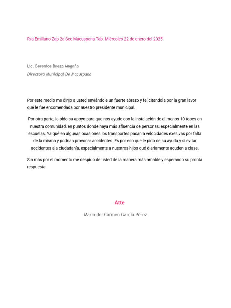 Solicitud Tope Directora | PDF