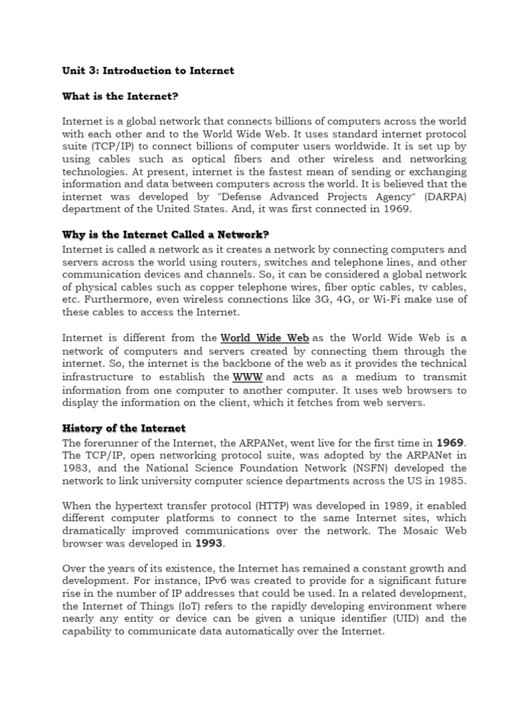 Unit No 3 (Introduction To Internet) | PDF | Computer Network ...