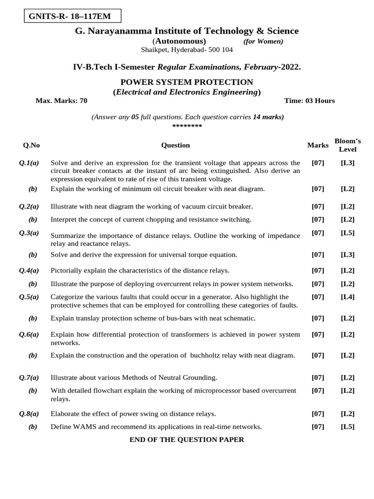 Power System Protection 2022 Gnits External Paper | PDF | Relay ...