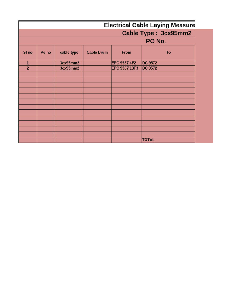 Electrical Cable Laying Measurements | PDF | Manufactured Goods ...