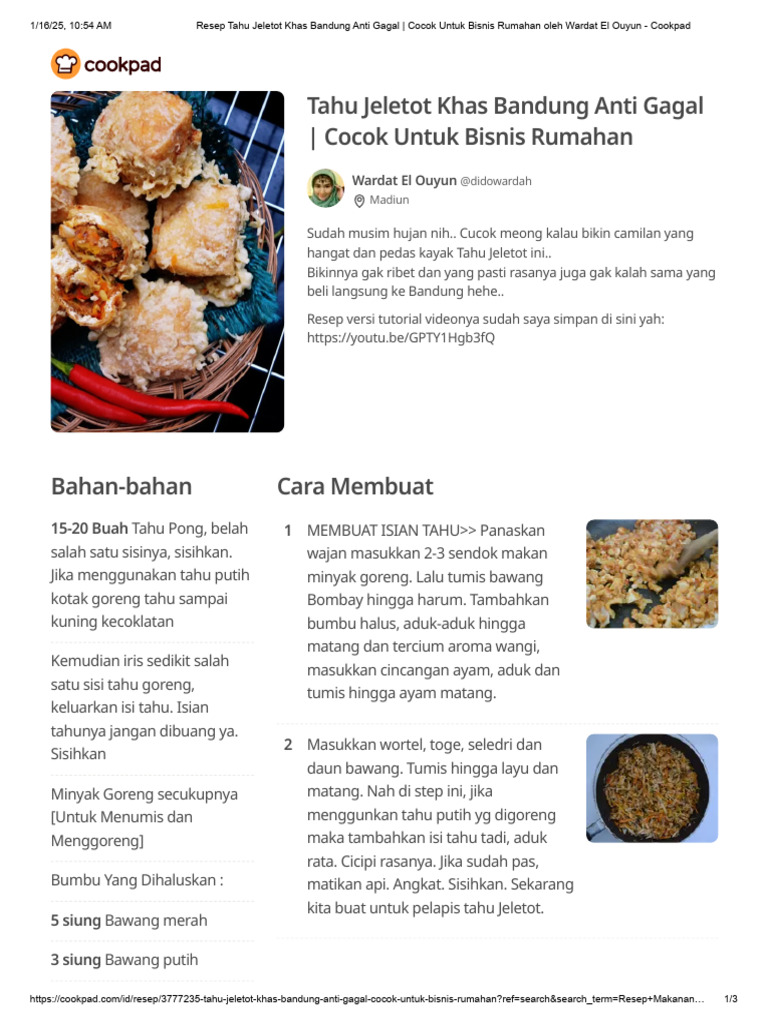 Resep Tahu Jeletot Khas Bandung Anti Gagal - Cocok Untuk Bisnis Rumahan ...