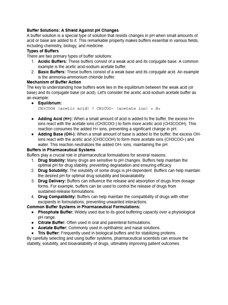 Discuss Buffer and Its Types Explain The Mechanism.. | PDF | Buffer Solution | Acid