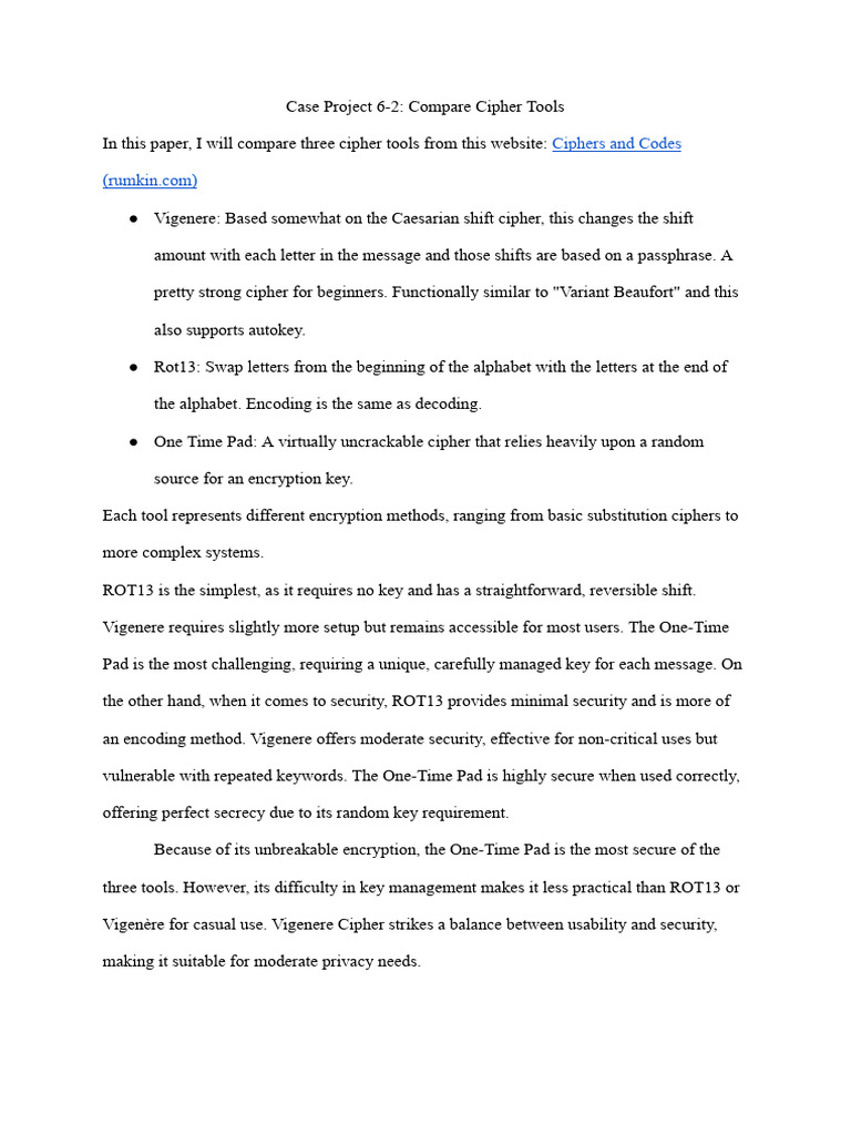 Case Project 6-2 Compare Cipher Tools | PDF