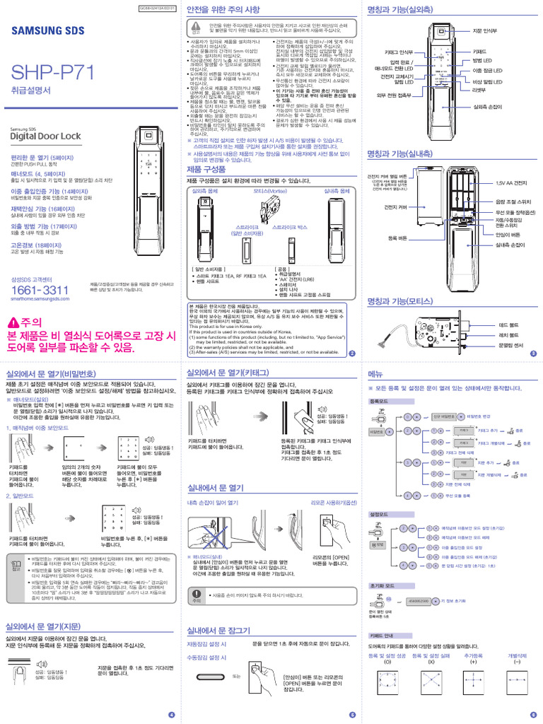 SHP-P71 퀵매뉴얼 02413A ED01 200826 | PDF