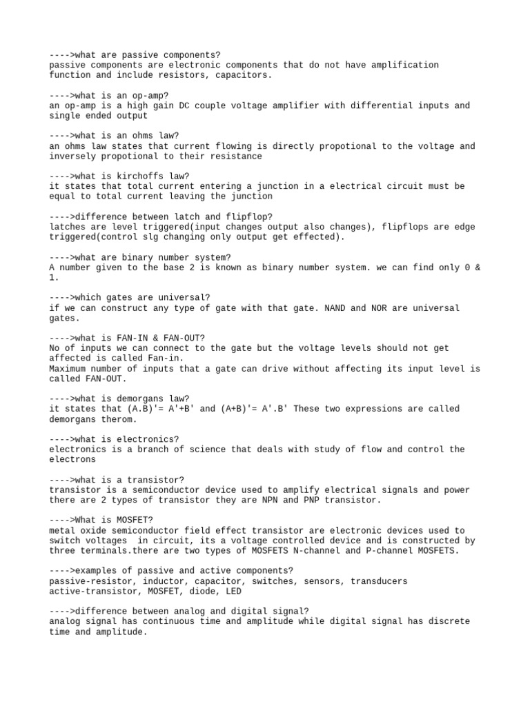 ECE Interview Questons 2 | PDF | Field Effect Transistor | Amplifier