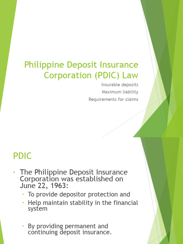 Philippine-Deposit-Insurance-Corporation-PDIC-Law | PDF | Insurance ...