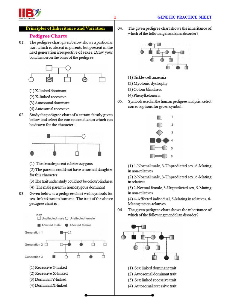 Genetic Practice Sheet (2) | PDF | Dominance (Genetics) | Genotype