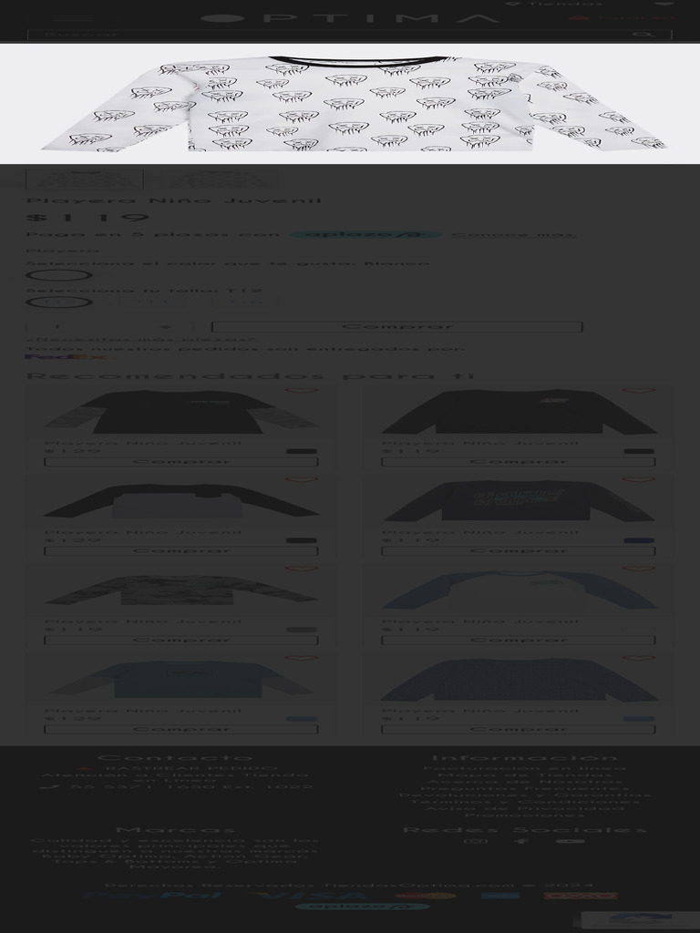 Tiendas Optima Playera Niño Juvenil | PDF